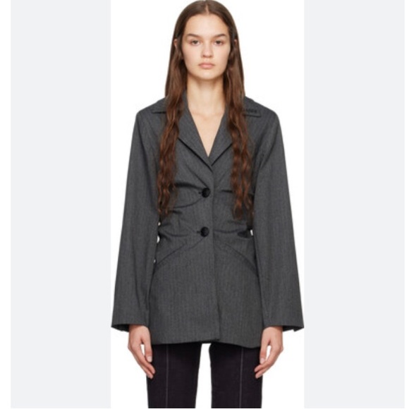 Ganni | Jackets & Coats | New Ganni Gray Drapey Two Button Blazer ...